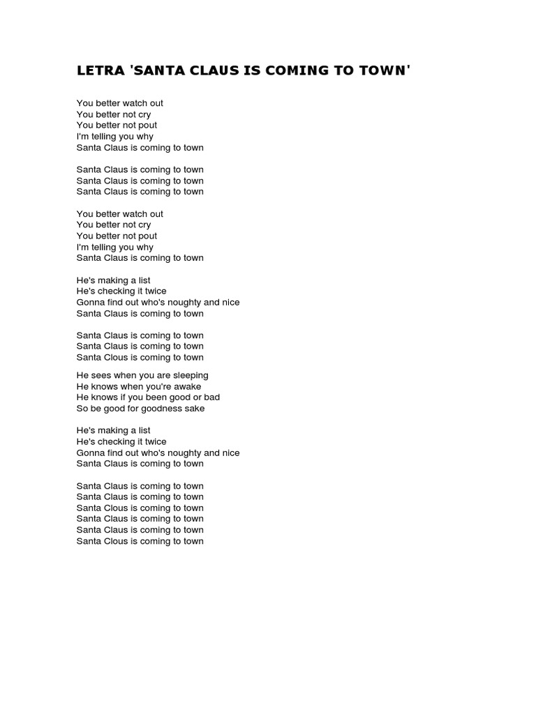 Letra 'Santa Claus Is Coming To Town' | PDF | Religion & Spirituality