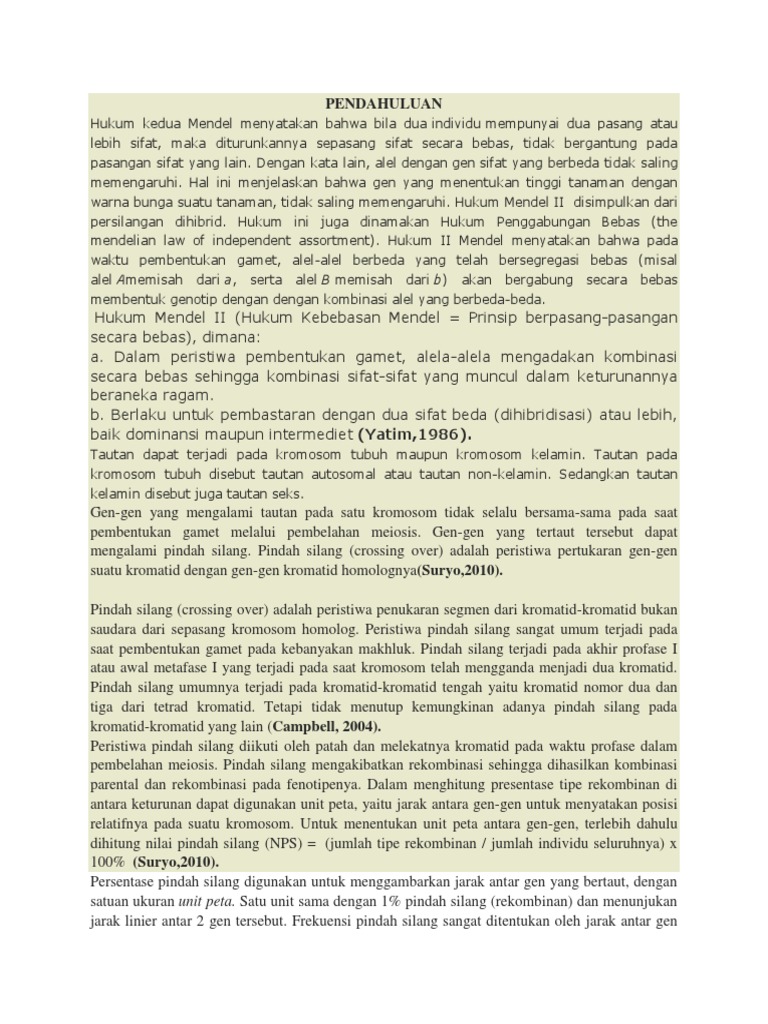 Jurnalpeniruan Pindah Silang Dan Peta Jarak Gen | PDF
