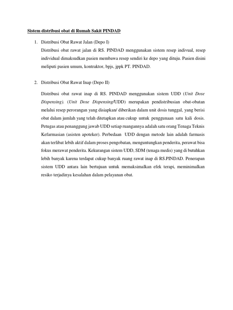 Sistem Distribusi Obat Di Rumah Sakit Pindad Pdf