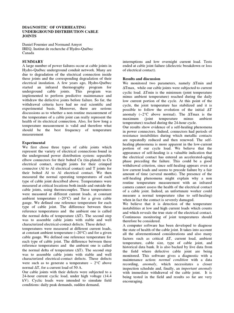 Overheating Cable Joints | PDF | Electrical Connector | Thermocouple