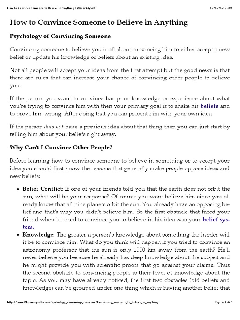 How To Convince Someone To Believe in Anything - 2KnowMySelf | PDF ...