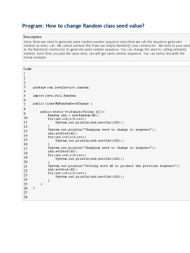 Controlling Random Number Sequences Through Seed Values: How to ...