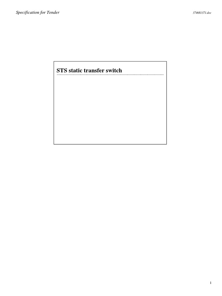 Ups STS Static Transfer Switch Spec en | PDF | Switch | Manufactured Goods