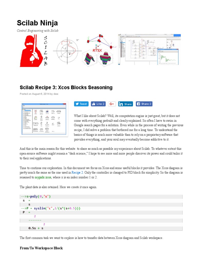 Scilab Recipe 3 Xcos Blocks Seasoning Scilab Ninja Pdf Control Theory Parameter 