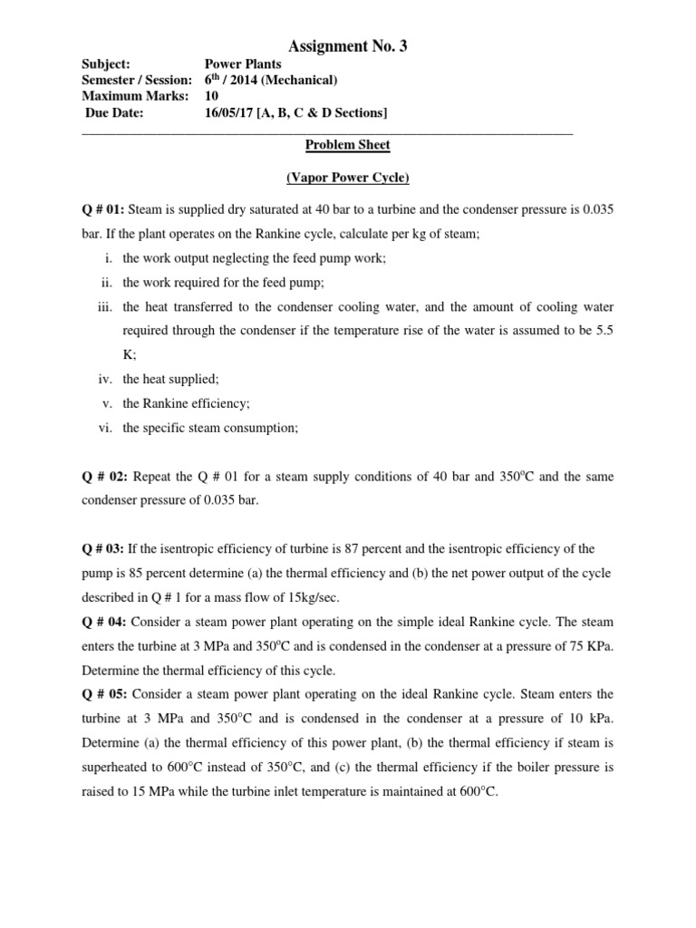 Assignment No 3 | PDF | Steam | Steam Engine
