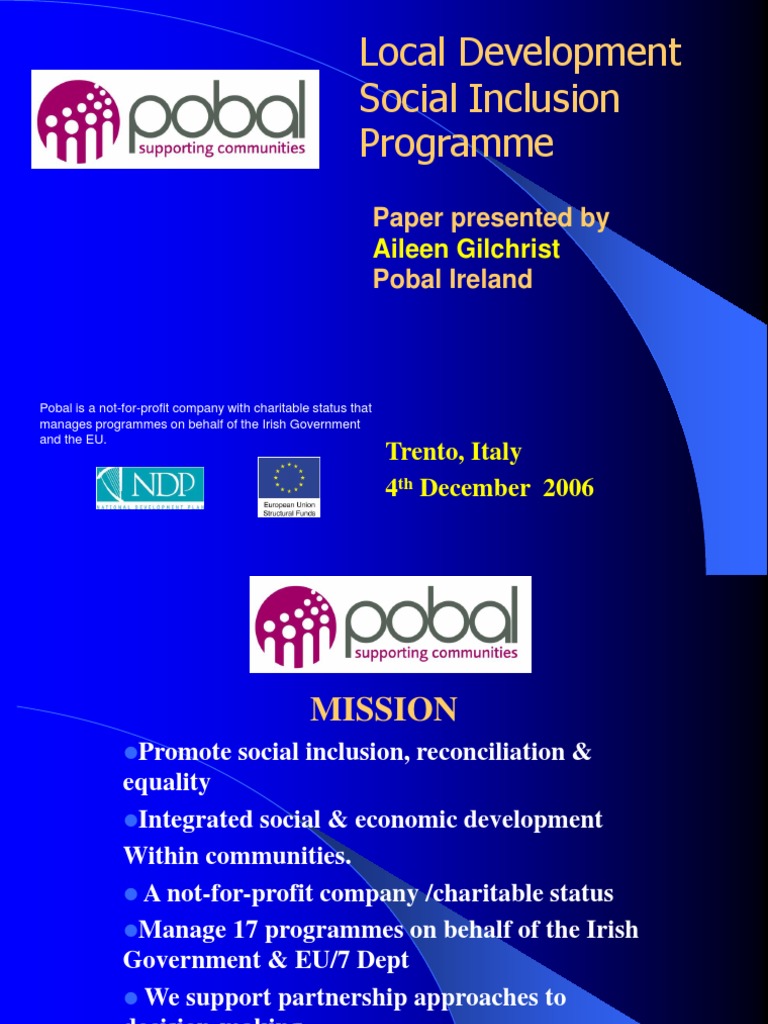 Local Development Social Inclusion Programme: Paper Presented by Pobal ...