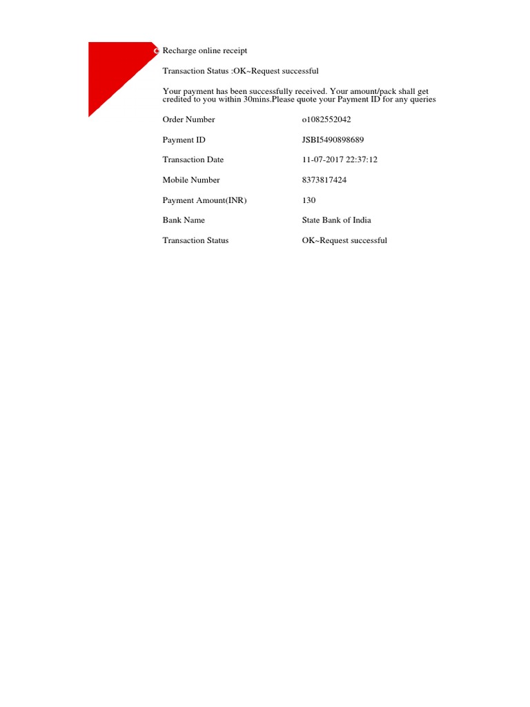 Vodafone Payment Receipt O1082552042 | PDF