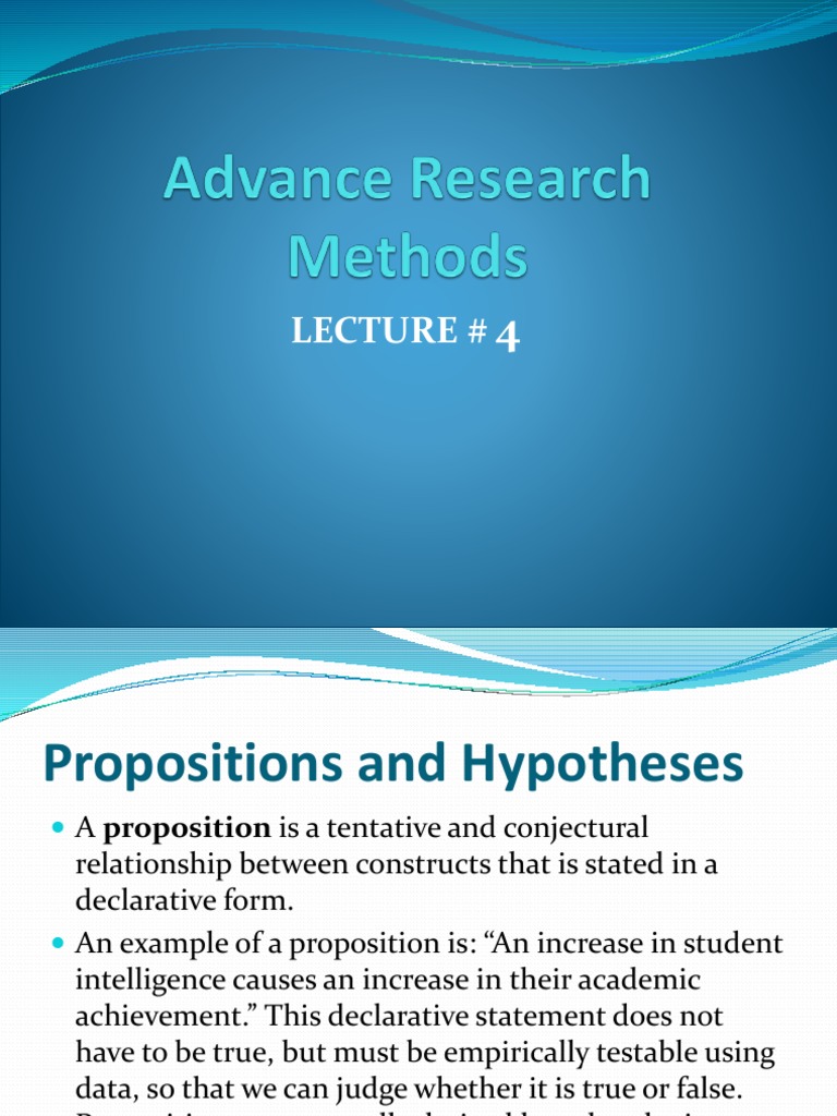 Lecture 4 | PDF | Hypothesis | Methodology