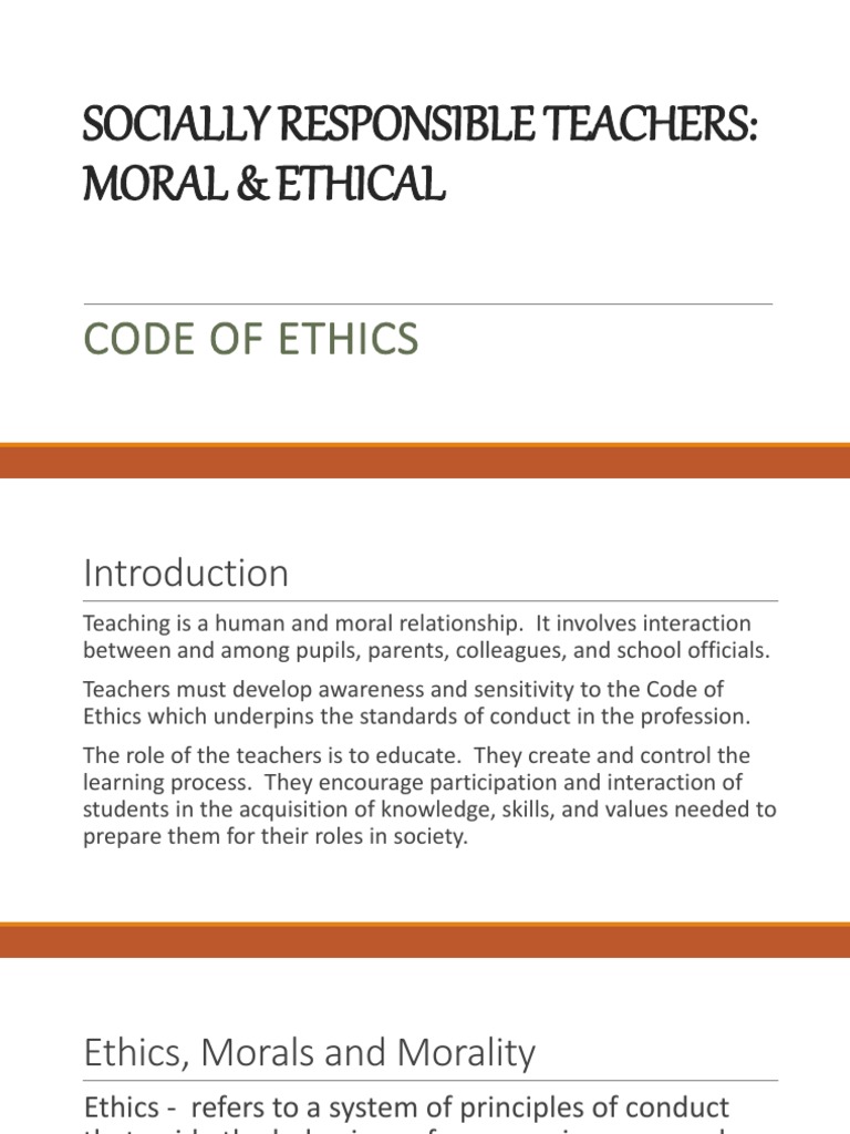 Presentation On Code of Ethics | PDF | Morality | Value (Ethics)