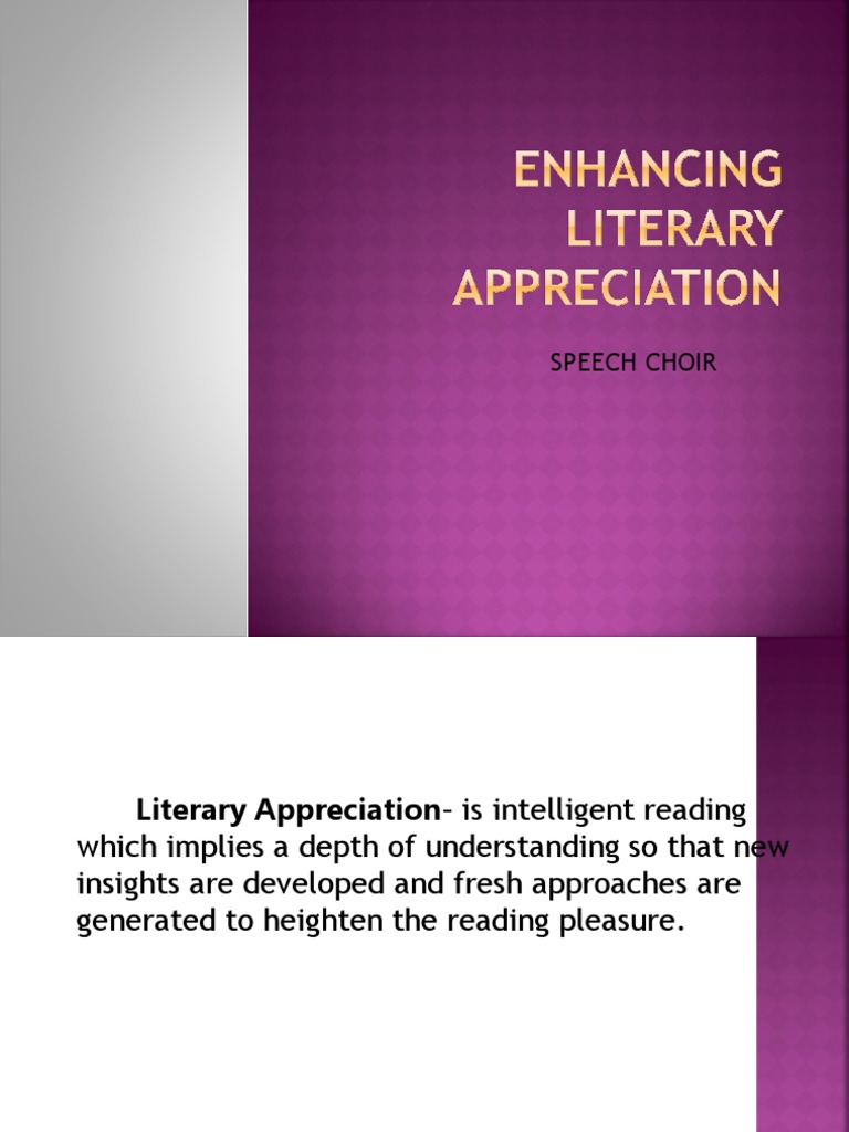 Enhancing Literary Appreciation | PDF | Choir | Speech