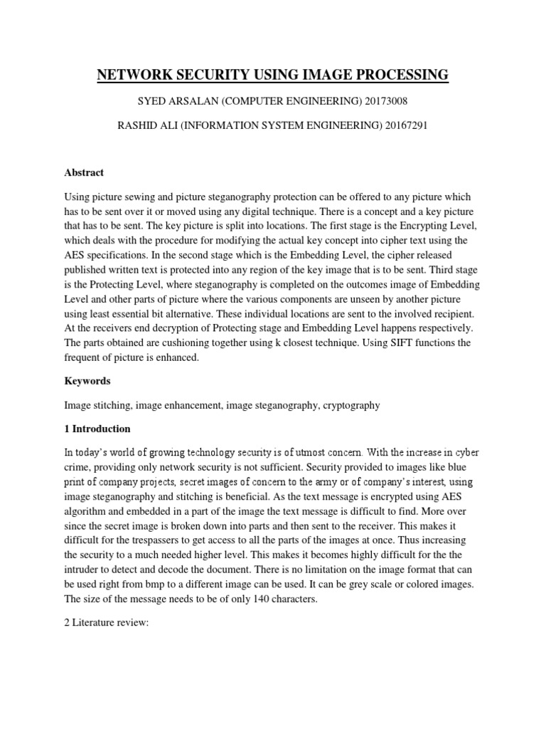 Network Security Using Image Processing | PDF | Cryptography | Espionage Techniques
