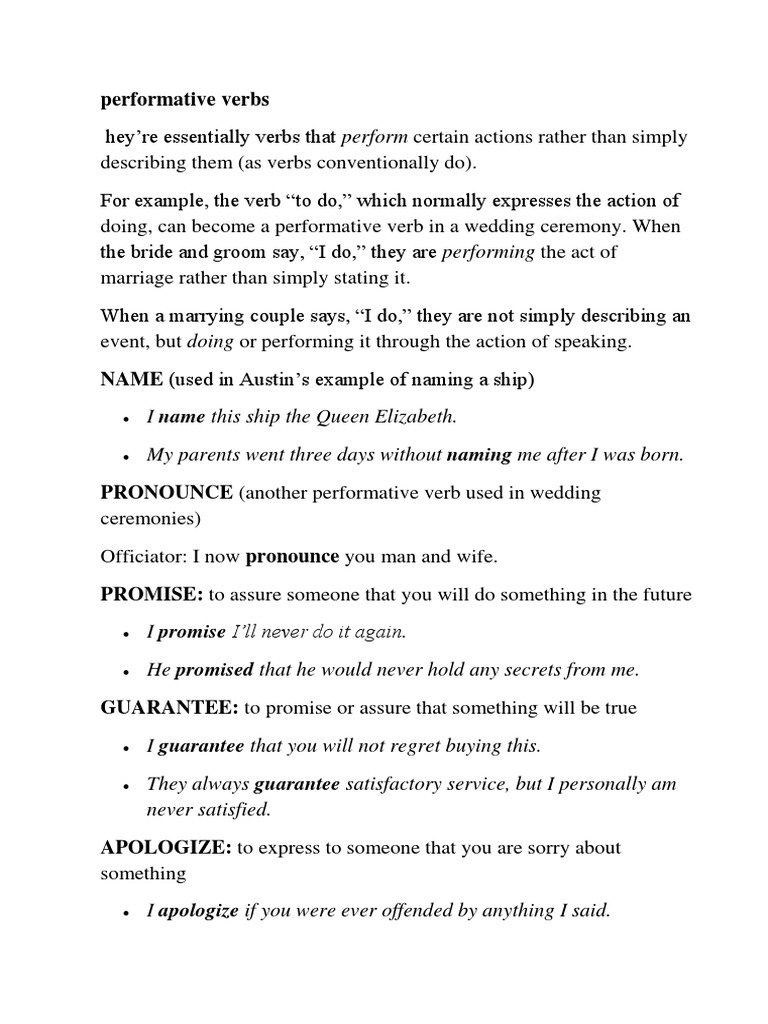 Performative Verbs in discourse | Violence