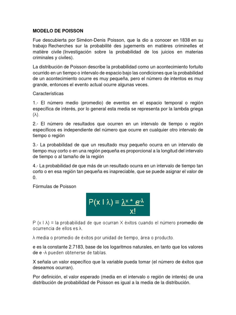 Modelo de Poisson | PDF | Distribución de veneno | Enseñanza de matemática