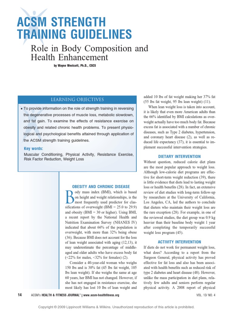 ACSM STRENGTH TRAINING GUIDELINES Role in Body7 PDF | Download Free PDF ...