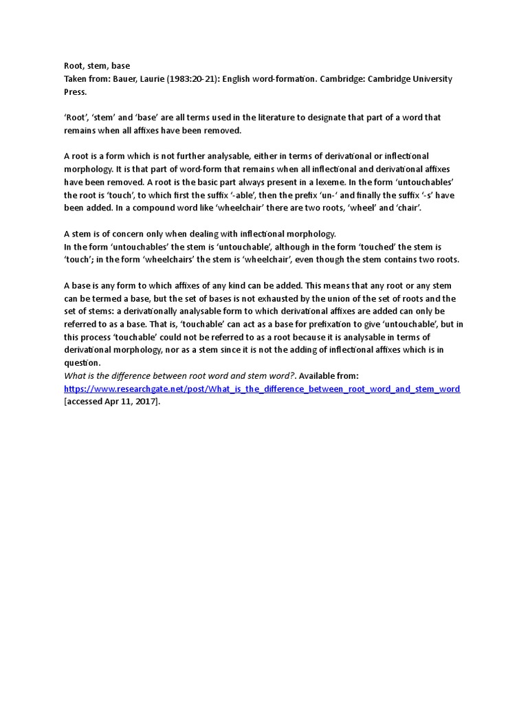 What Is The Difference Between Root Word and Stem Word?. Available From ...