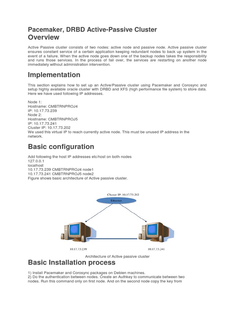 Pacemaker Drbd Cluster Pdf Computer Cluster Replication Computing