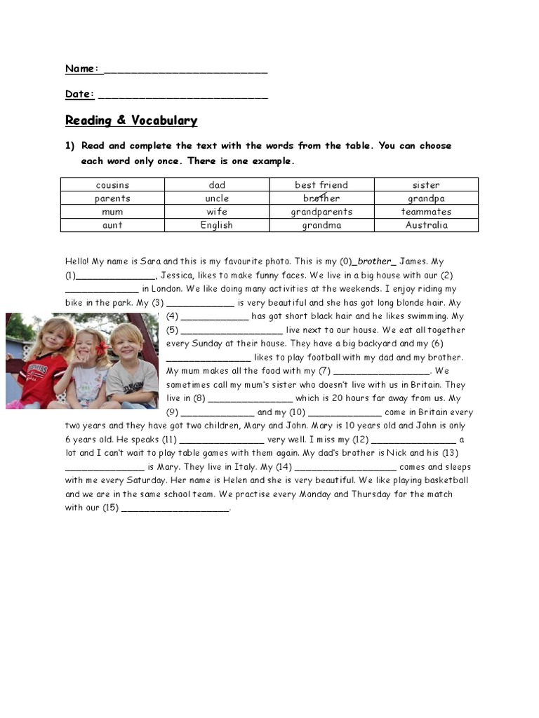 Reading Comprehension Family Members | PDF | Grandparent | Workweek And ...