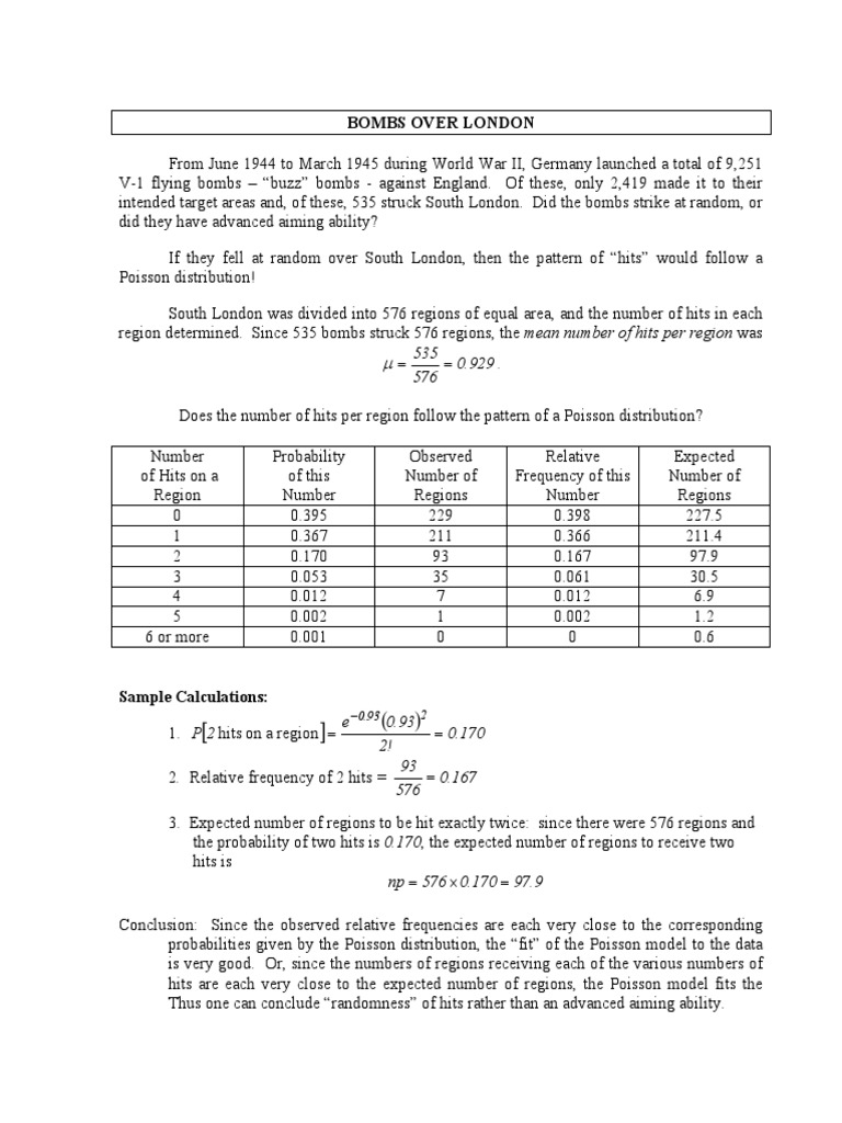 103V1BuzzBombs | Poisson Distribution | Expected Value