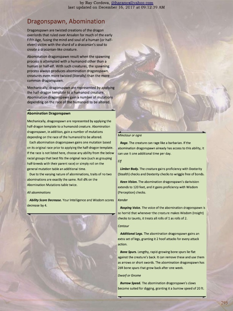 Excerpt - 5e Abomination Dragonspawn