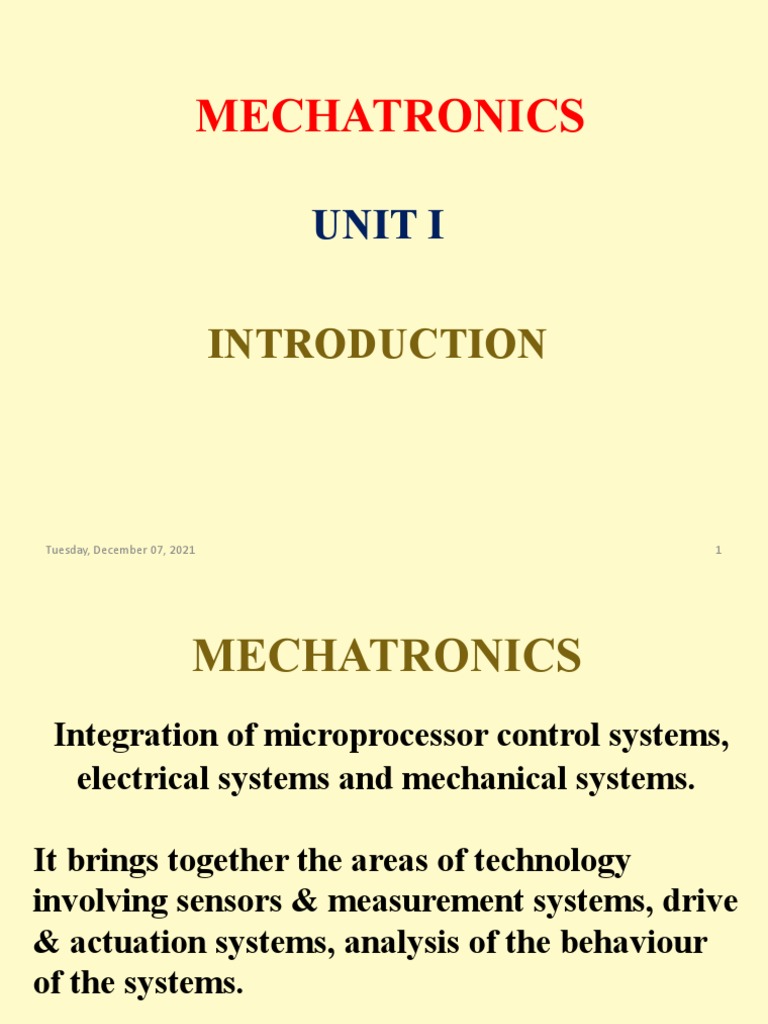 Mechatronics Unit I | PDF | Applied Mathematics | Bearing (Mechanical)