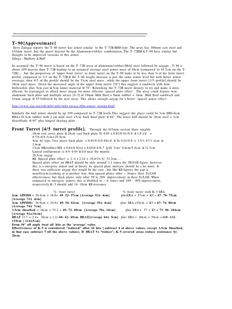 T-90 Armor Analysis and Specifications | PDF | Tanks | Rocket Propelled ...