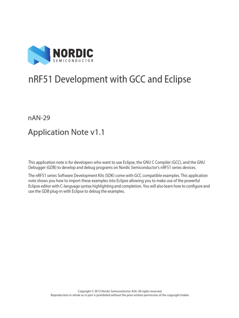 NAN-29 NRF51 Development With GCC and Eclipse Application Note v1.1 | PDF | Eclipse (Software) | Gnu