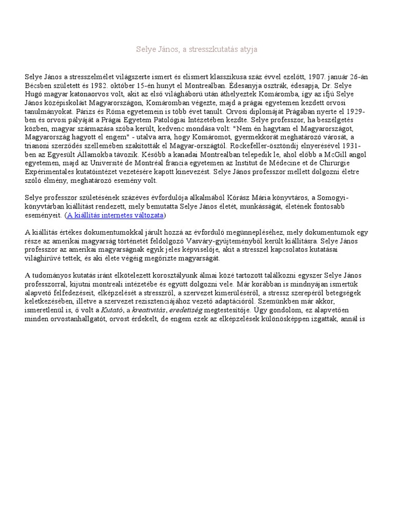 Selye János | PDF