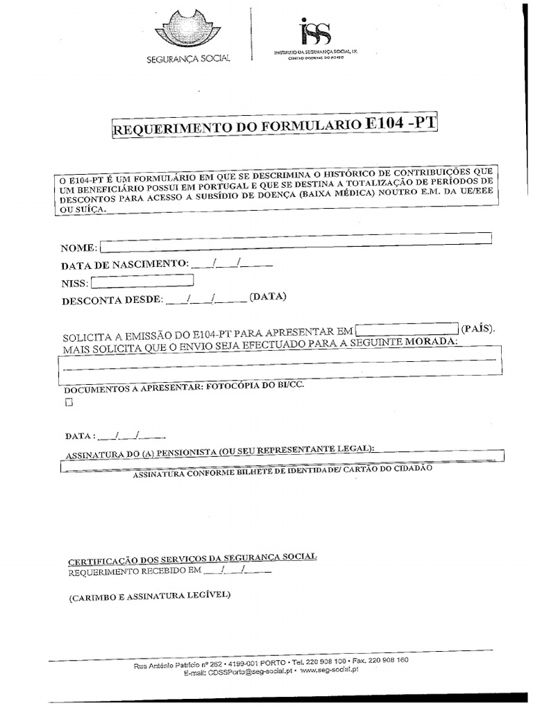 Formulário E - 104 PT | PDF