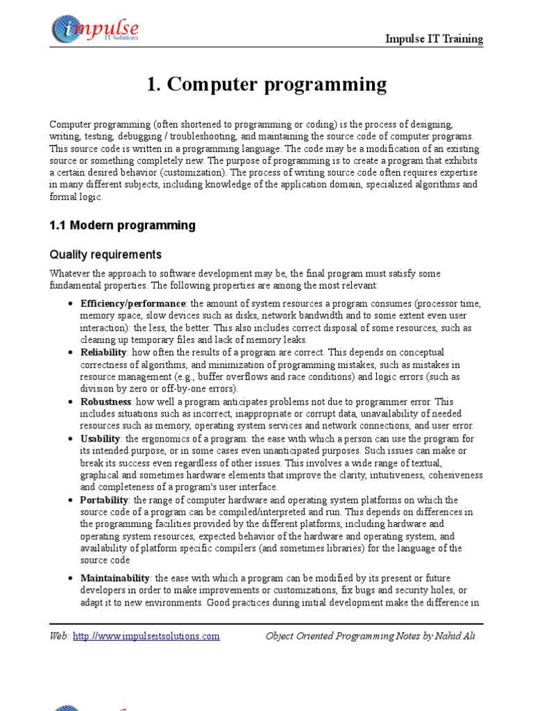 Computer Programming: Impulse IT Training | PDF | Inheritance (Object ...