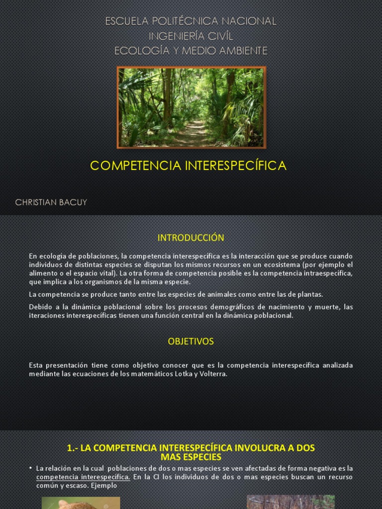 Competencia Interespecífica | Descargar gratis PDF | Habitat | Ecología