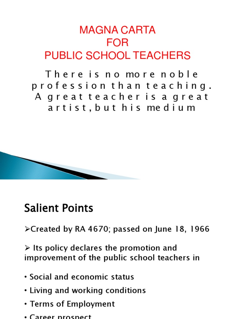 Magna Carta For Public School Teachers | PDF | Due Process | Profession