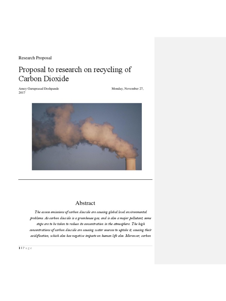Research Proposal Sample For Beginners - CO2 Recyclng | PDF ...