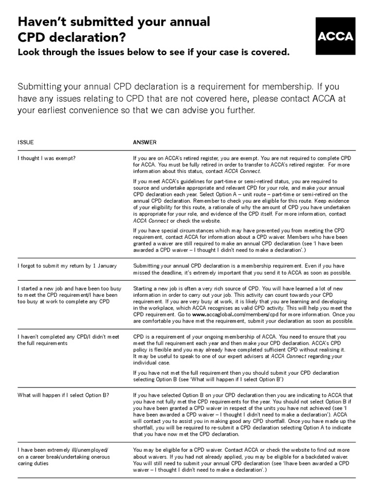 Haven't Submitted Your Annual CPD Declaration?: Look Through The Issues ...
