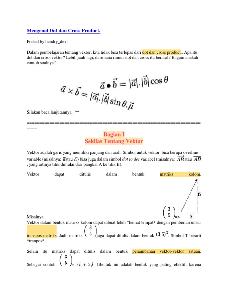 Belajar Dot dan Cross Product | PDF | Metode & Bahan Ajar | Sains ...