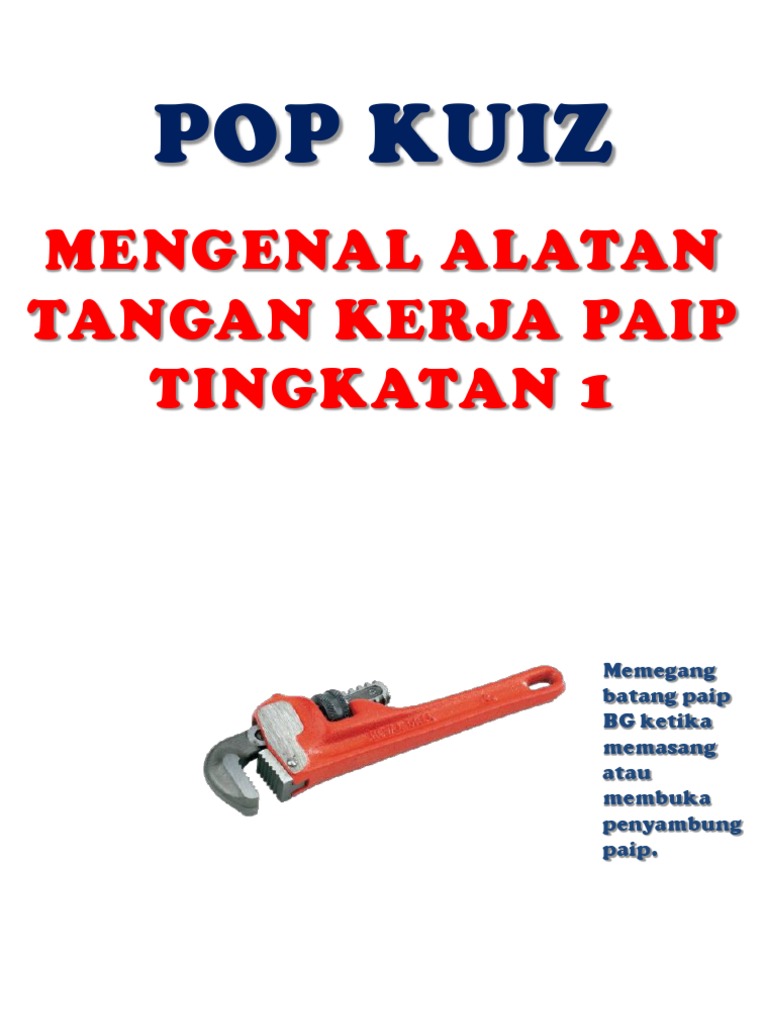 Alat Tangan untuk Kerja Paip Tingkatan 1 | PDF