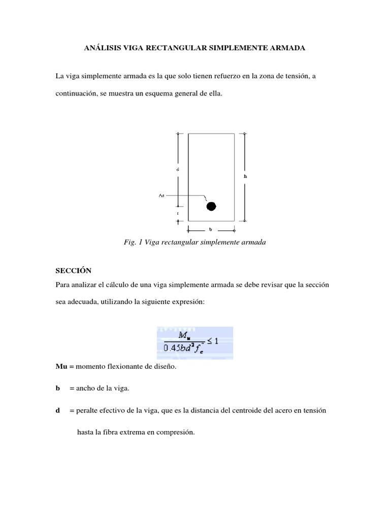 Análisis Viga Rectangular Simplemente Armada | PDF | Acero | Materiales