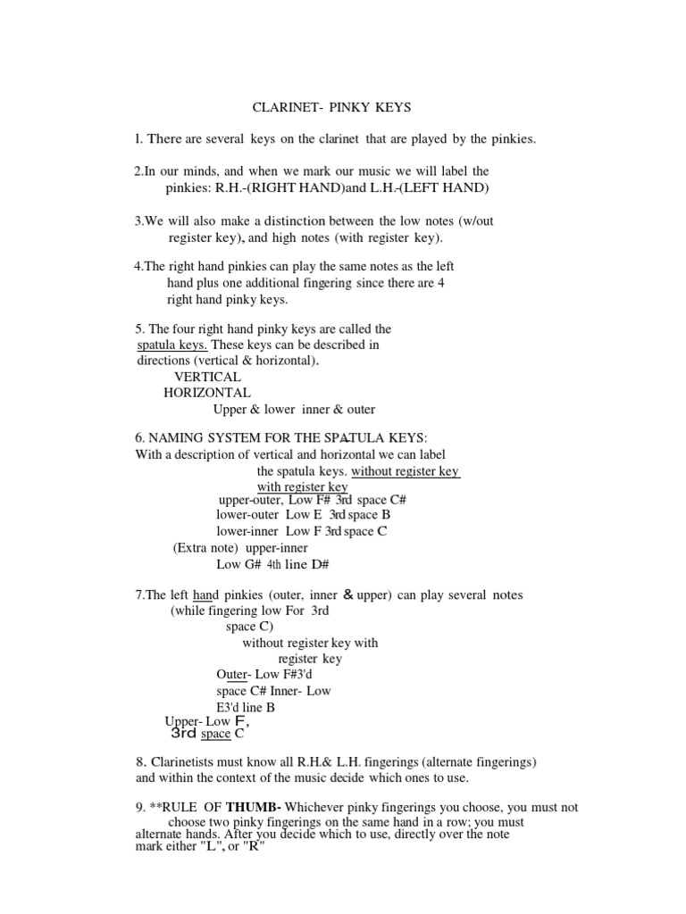 Clarinet Pinky Keys | PDF