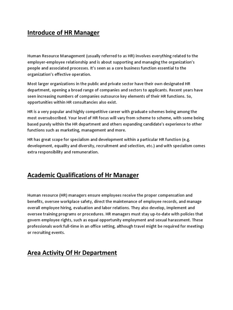 Functions of HR Manager | PDF | Human Resource Management | Recruitment