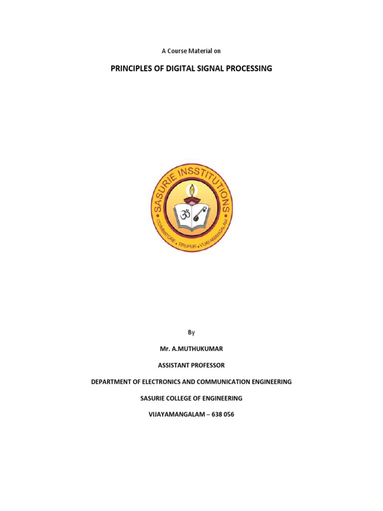 EC6502 Principles of Digital Signal Processing | PDF | Discrete Fourier Transform | Digital ...