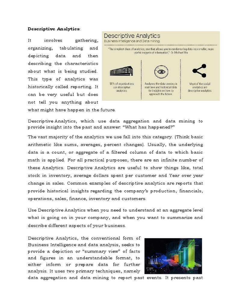 Descriptive Analytics | PDF | Analytics | Correlation And Dependence