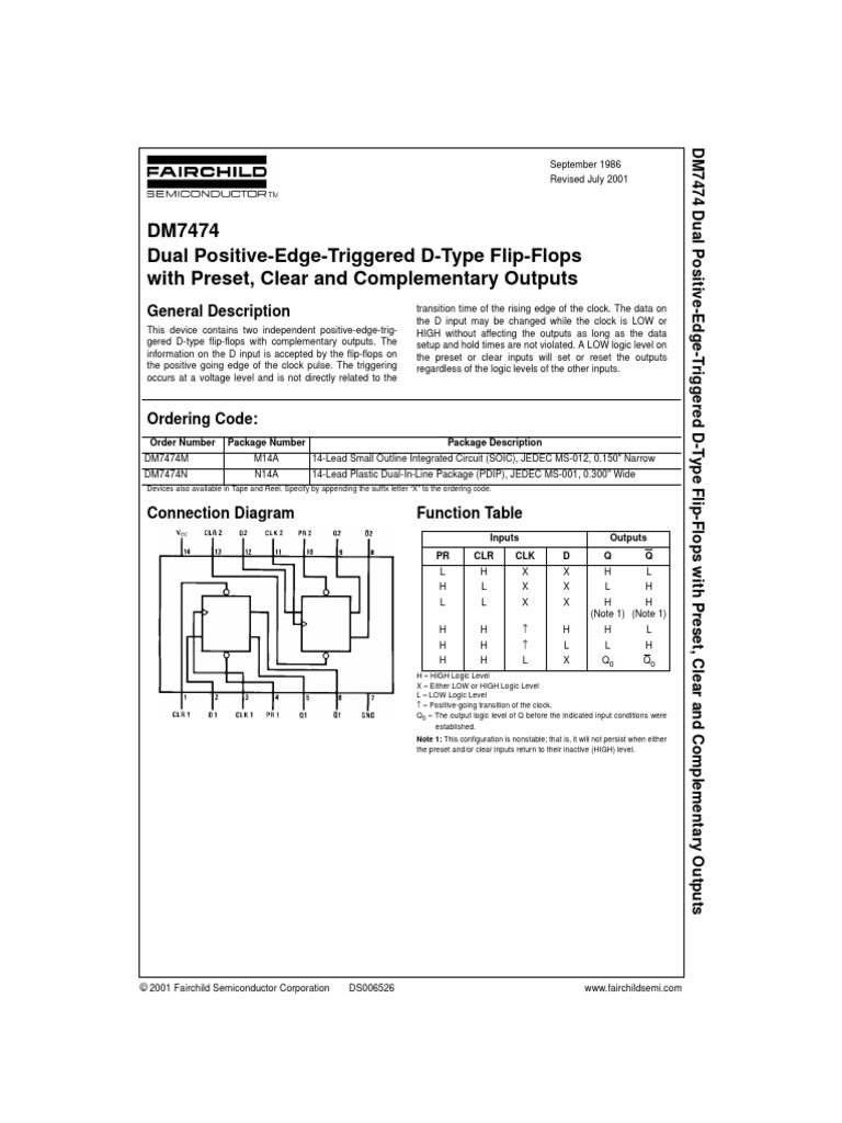 Hoja Caracteristicas 7474 | PDF | Digital Electronics | Electrical Circuits
