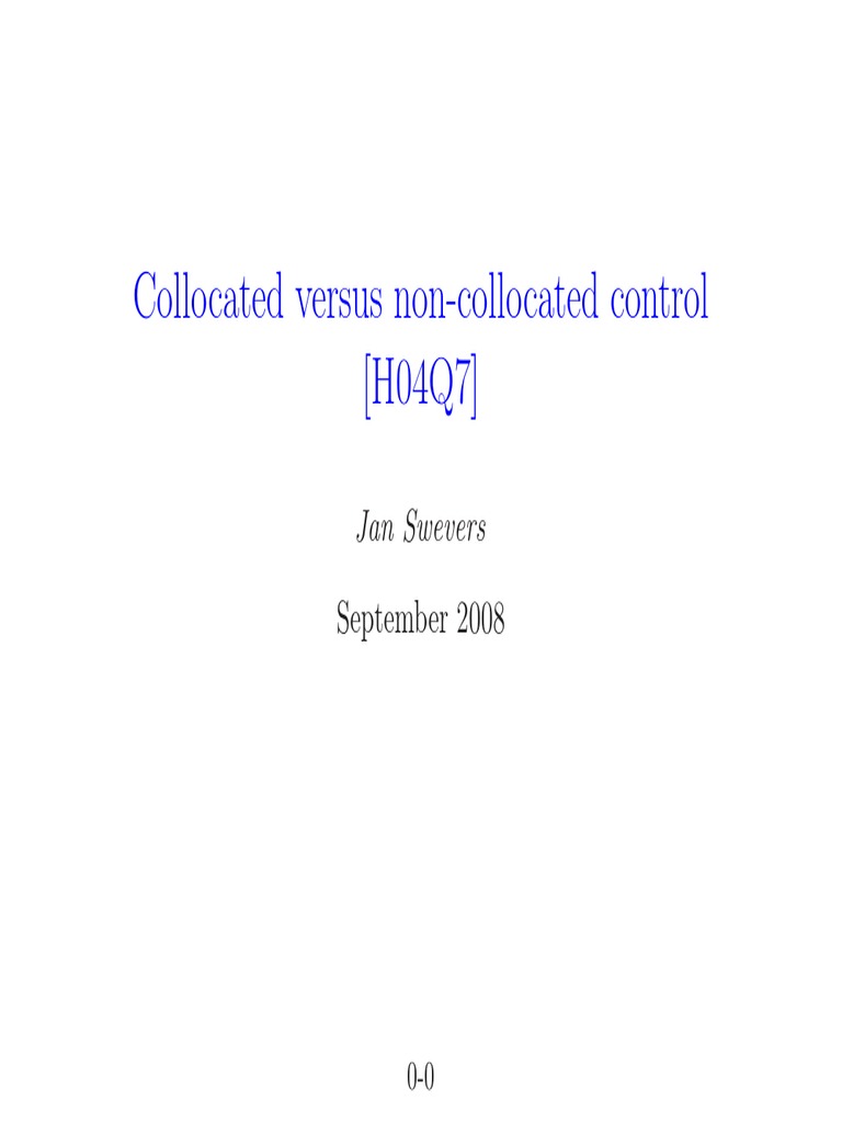 Collocated Versus Non-Collocated Control | PDF | Mathematical Analysis ...