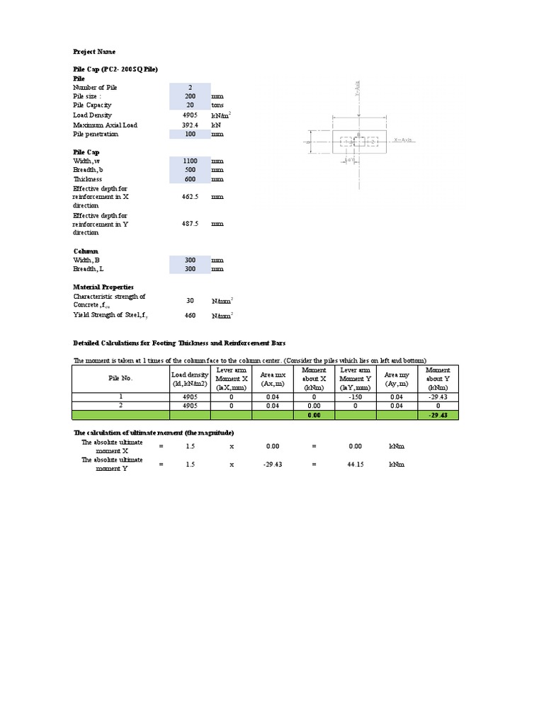 Pile Cap (2 Piles) | PDF | Deep Foundation | Shear Stress