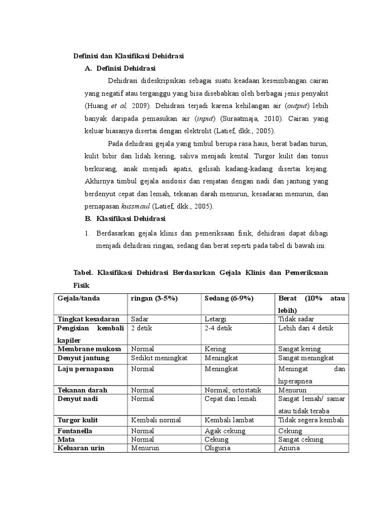 Definisi Dan Klasifikasi Dehidrasi | PDF