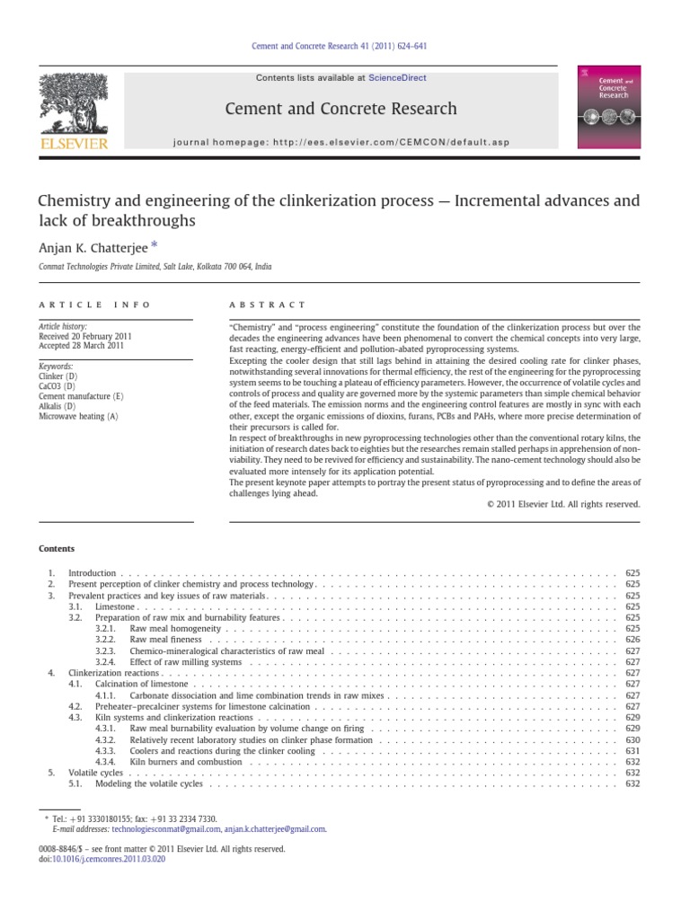 Chemistry and Engineering of The Clinkerization Process PDF | PDF ...