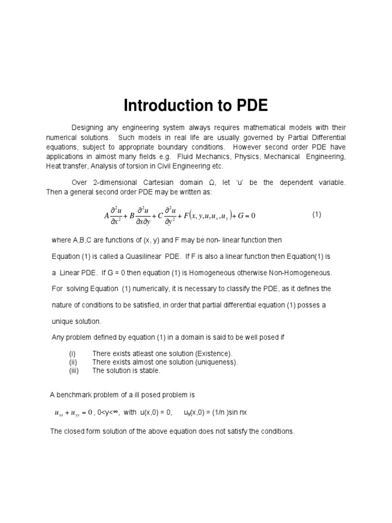 Introduction To PDE | PDF | Partial Differential Equation ...