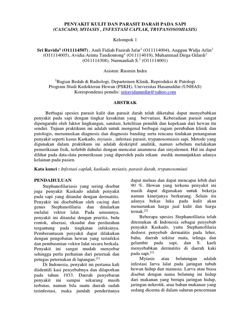 Penyakit Kulit Dan Parasit Darah Pada Sapi | PDF