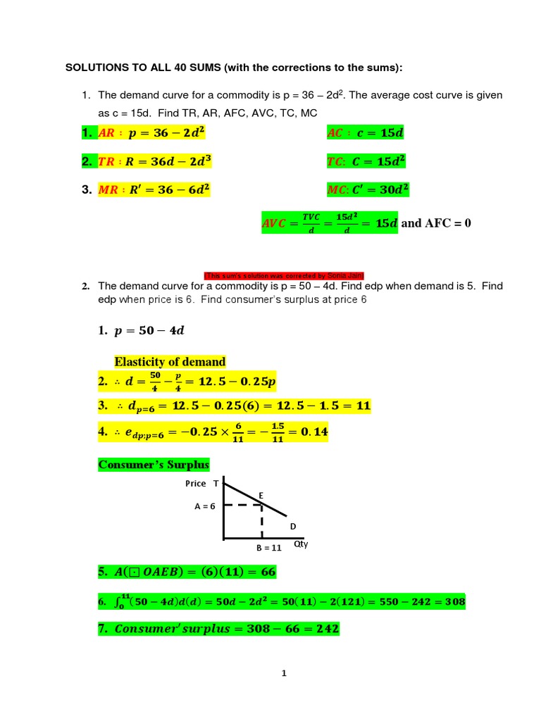 Maths Ultimate Solutions | PDF | Demand | Economic Surplus