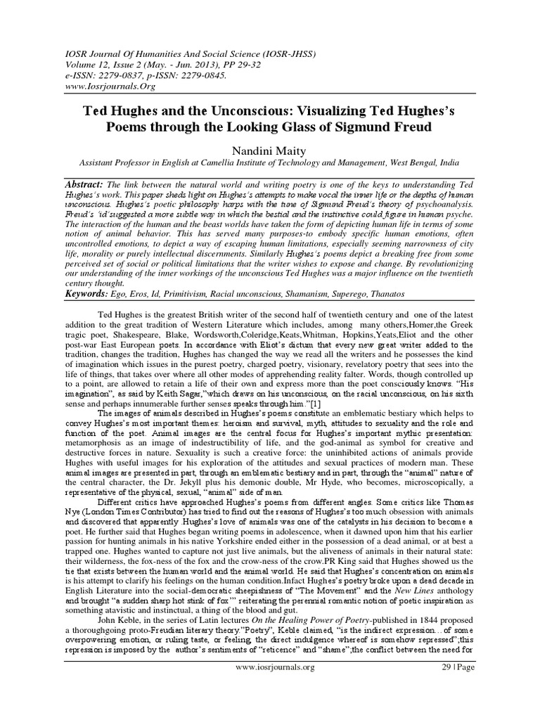 Ted Hughes: Unconscious in Poetry Analysis | PDF | Id | Adam And Eve