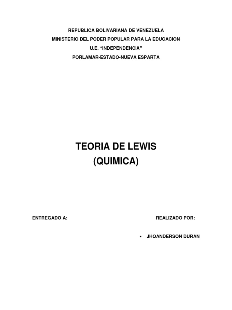 Teoria de Lewis (Trabajo) | PDF | Enlace químico | Enlace covalente